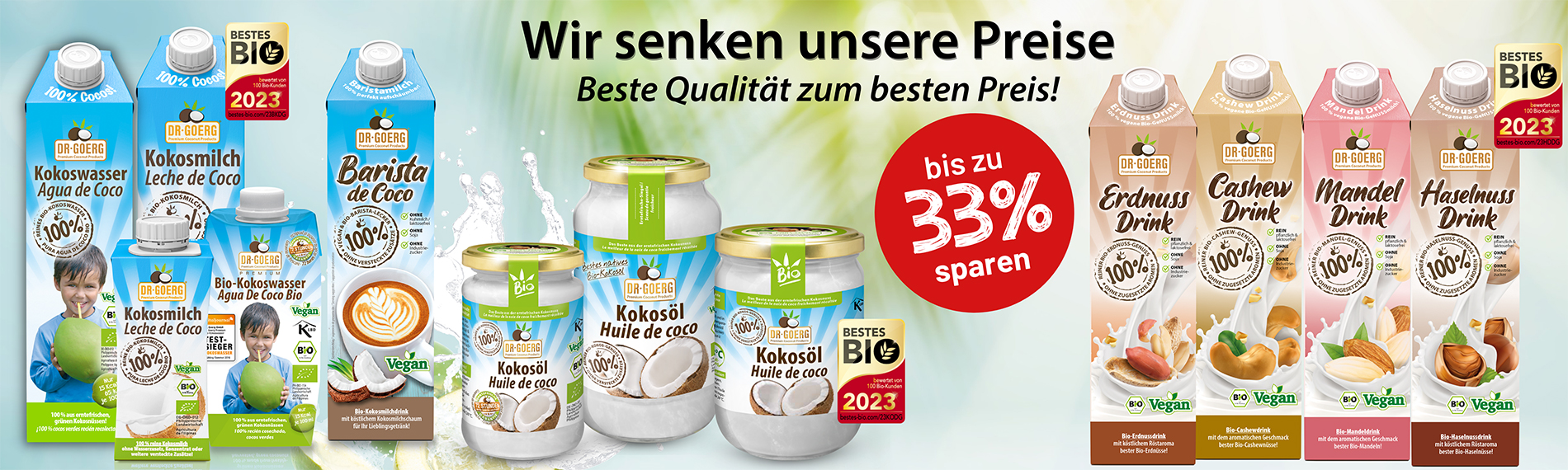 Premium Bio-Kokosöl, Kokosspeisefett, Kokoswasser von Dr. Goerg