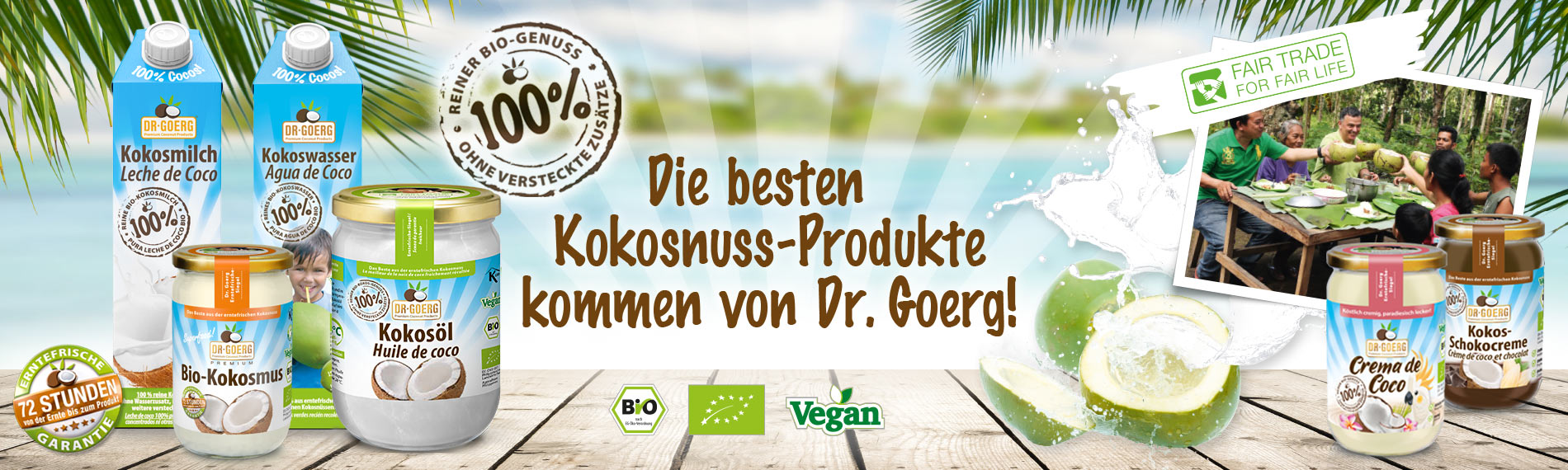 Premium Bio-Kokosöl, Kokosspeisefett, Kokoswasser von Dr. Goerg