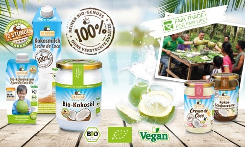 Premium Bio-Kokosöl, Kokosspeisefett, Kokoswasser von Dr. Goerg
